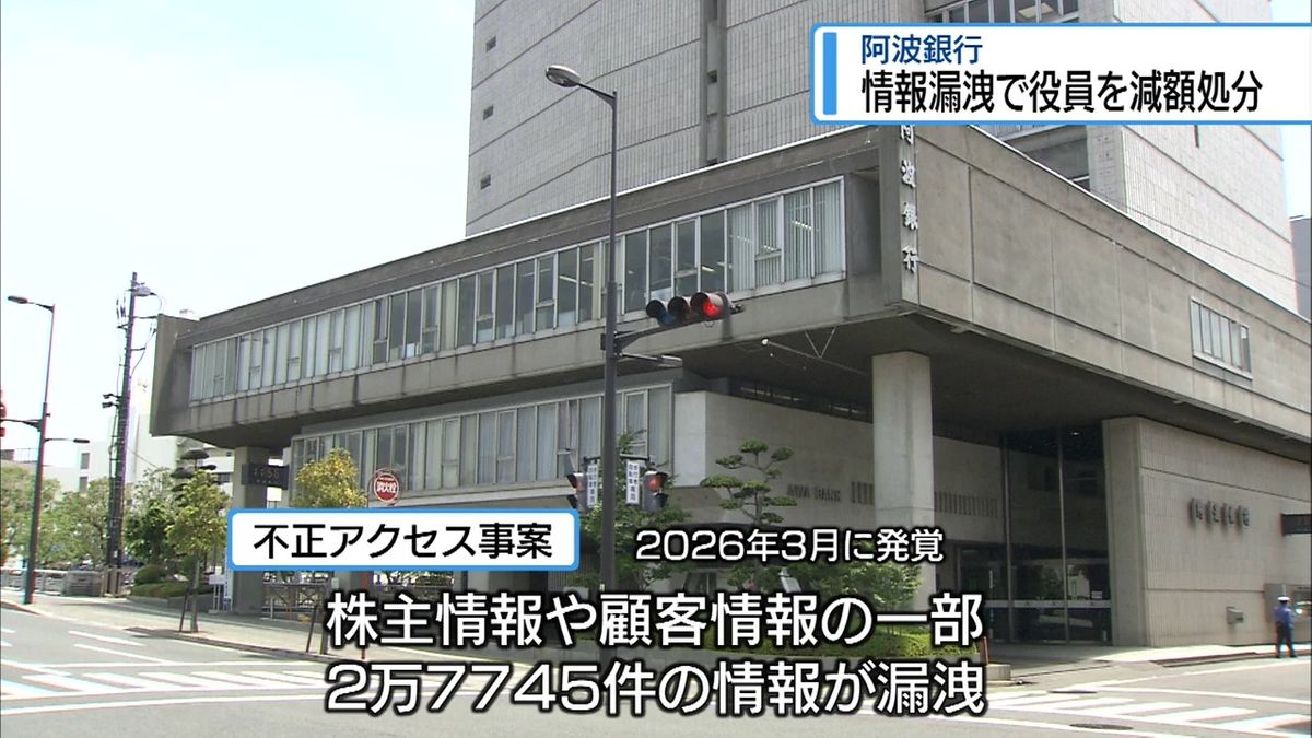 阿波銀行 情報漏えい問題で役員を減額処分【徳島】（2026年6月3日掲載）｜JRT NEWS NNN
