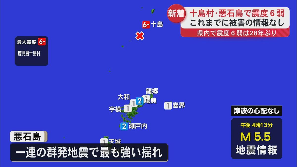 悪石島で震度6弱 トカラ列島近海で群発地震最大の揺れ（2025年7月3日掲載）｜KYT NEWS NNN