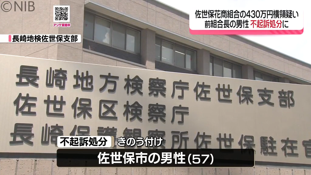 逮捕された前組合長 「不起訴処分」佐世保花商組合の預金約430万円横領の疑い《長崎》（2026年3月12日掲載）｜NIB NEWS NNN