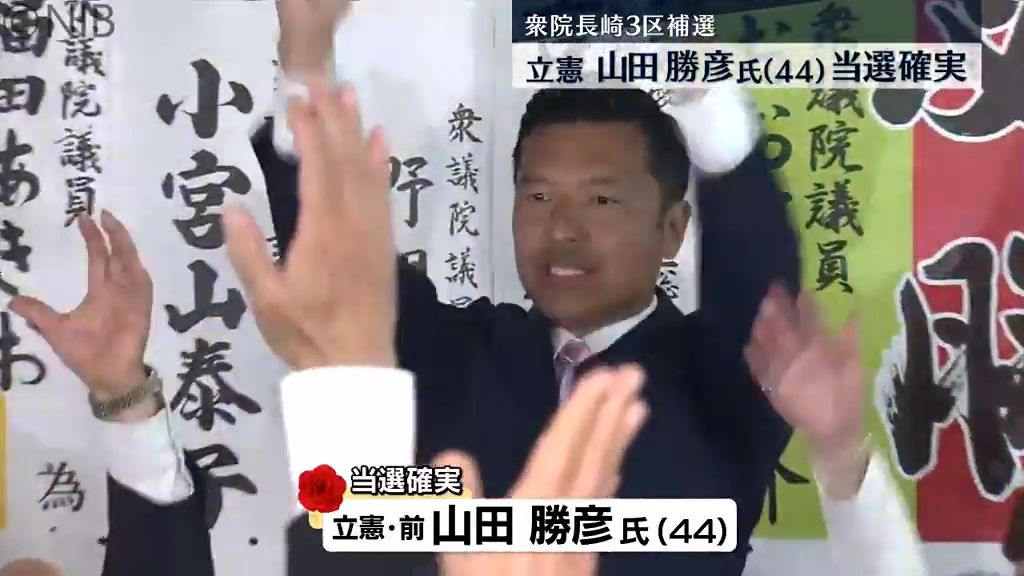 【衆院長崎3区補選】立憲 山田 勝彦氏が当選確実 初めて野党同士の一騎打ち《長崎》(2024年4月28日掲載)|nib News Nnn